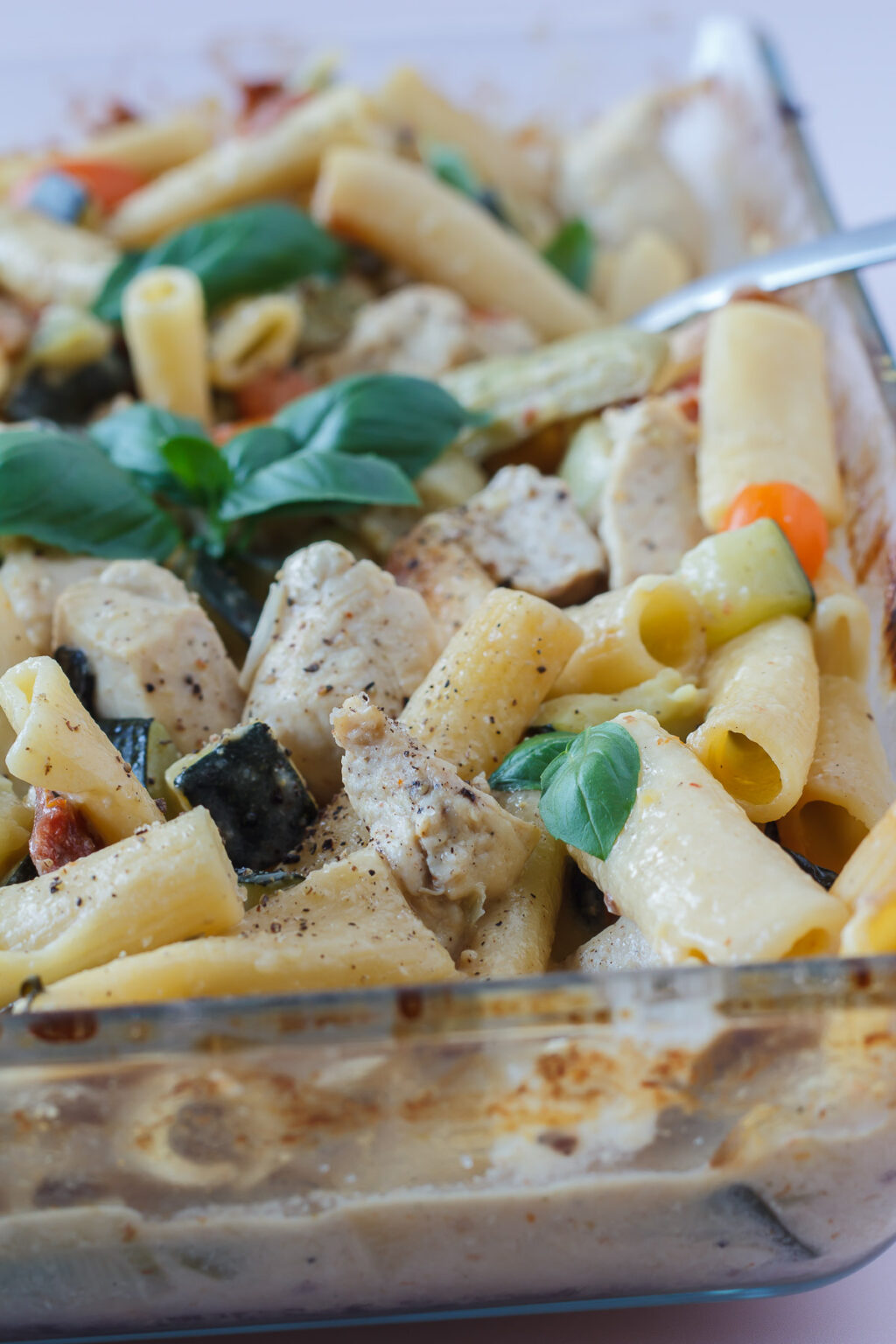 Pastafad med kylling - Pasta i ovn