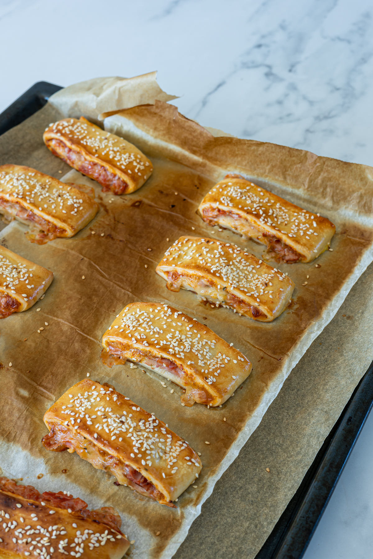 Pizza snack | Nem pizza hapser med skinke færdig på 20 minutter